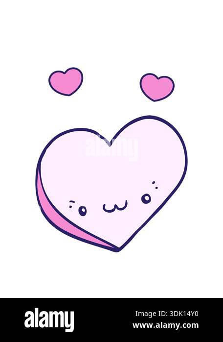 spinning hearts animation of cartoon love heart with face Stock Video ...