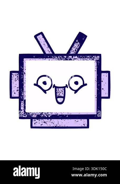 neon light effect animation of retro grunge texture cartoon of a robot ...