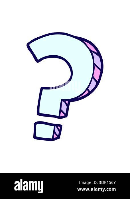 neon light effect animation of hand drawn doodle style cartoon question ...