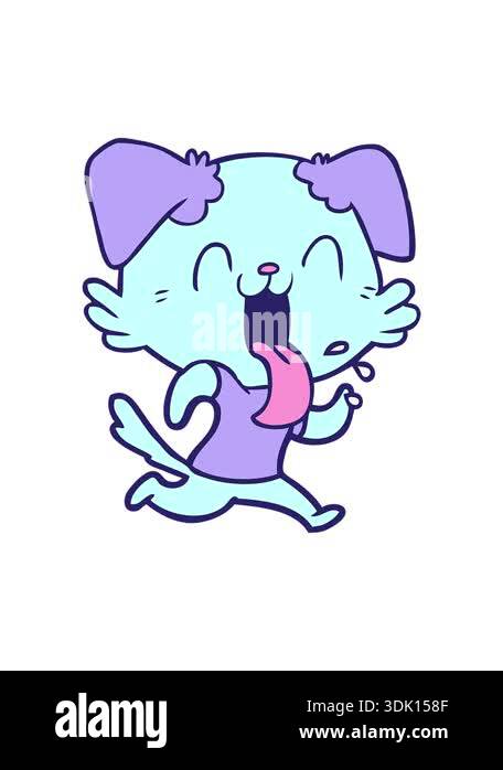 popping motion animation of cartoon panting dog running Stock Video ...