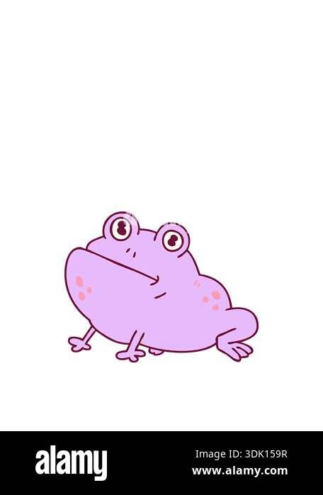 jumping motion animation of hand drawn quirky cartoon frog in bright ...