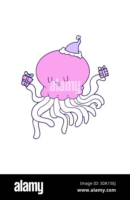 neon light effect animation of hand drawn line drawing of a jellyfish ...