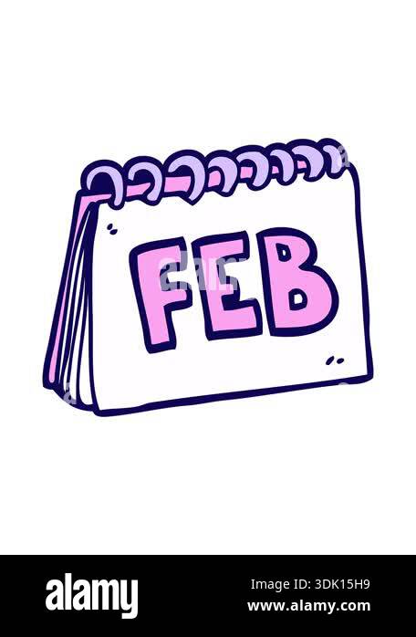 neon light effect animation of cartoon doodle calendar showing month of ...