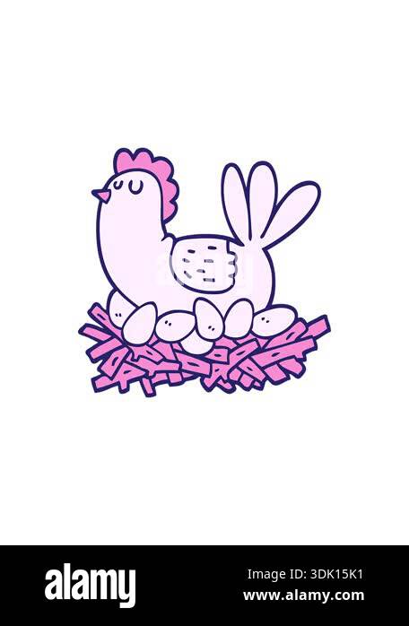 starburst effect animation of hand drawn doodle style cartoon chicken ...