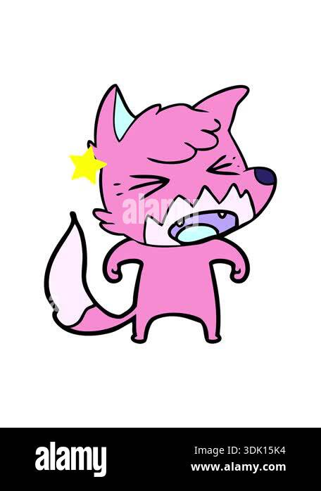 twinkling stars effect animation of angry cartoon fox design Stock ...