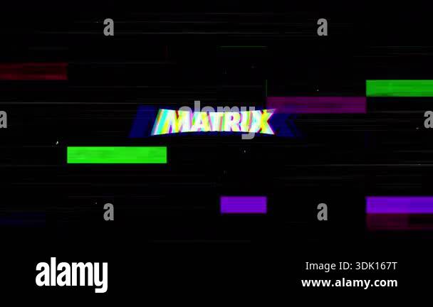 Opening MATRIX logo flickering and warping on glitch screen with color ...