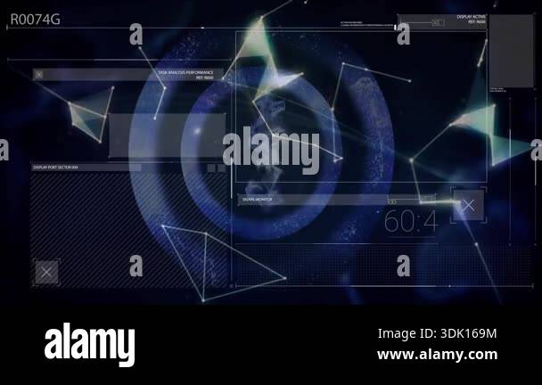 On data panels fading in, holographic globe forming and rotating above ...