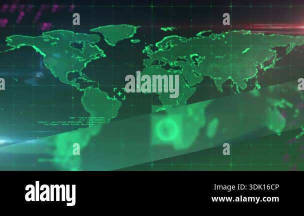 Initializing world map display sweeping scan beam across control ...