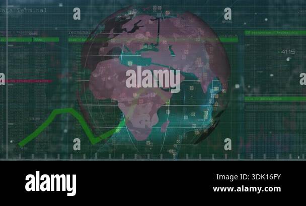 Opening with 3D globe rotating eastward, updating panels and trend line ...