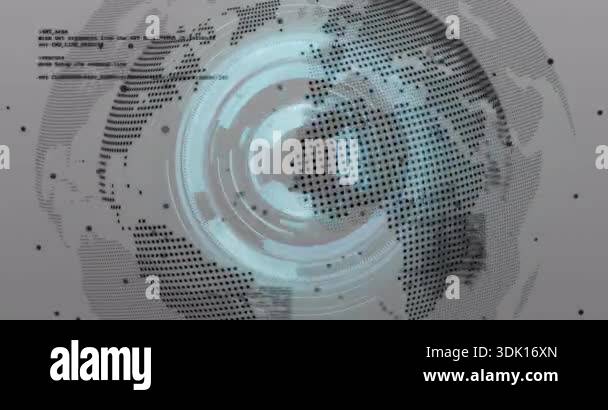 Initial dot map fading initiating cyan rings pulsing around dotted ...