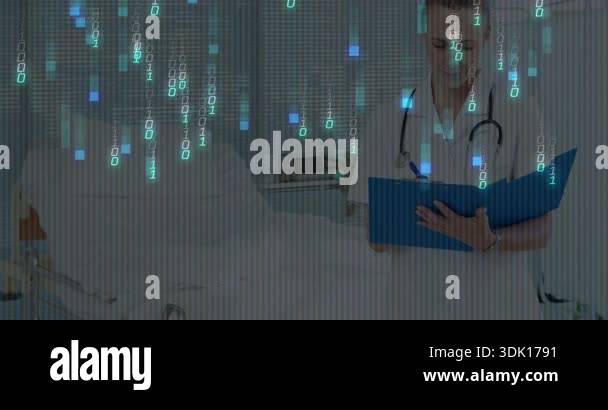 Doctor flipping folder and annotating records in hospital, under ...