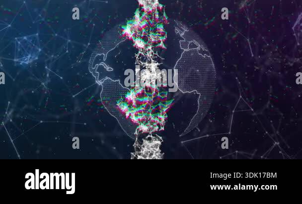 Sequence starting on backdrop pulsing column glitching colors and ...