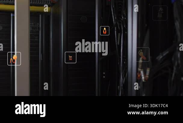 Starting rack view, plug and flame appearing, icons clustering, fading ...