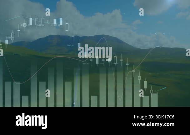 Opening valley starting chart animating sticks, bars, line sliding down ...