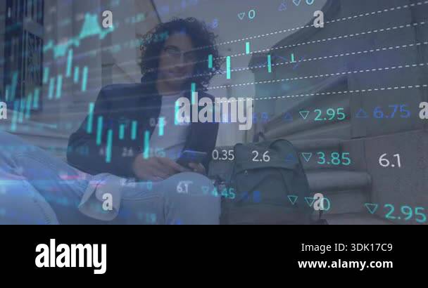 Male investor tapping phone tracking charts swiping adjusting market ...