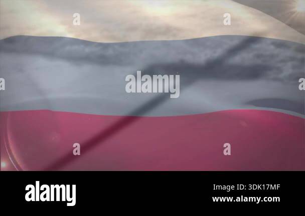 Light wind starting flag lifting white stripe and flowing blue red ...