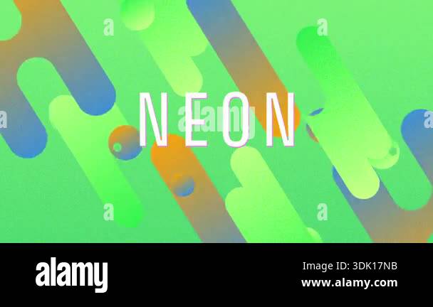 Animating blue-to-green field revealing NEON text, with pill shapes and ...