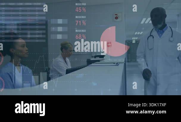 Doctor approaching desk and handing folder to nurse while animated ...