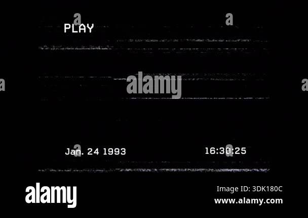VHS playback showing PLAY overlay timestamp static noise while red ...