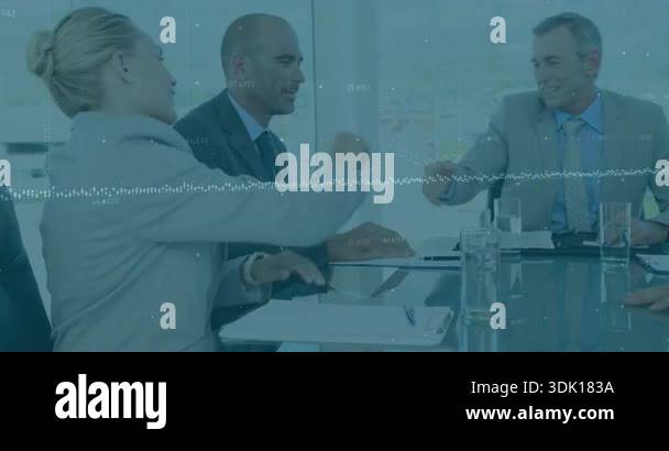 Head of table initiating handshake sequence with team around glass ...