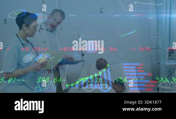 nurse and doctor reviewing patient chart and activating AR medical ...