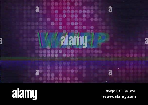 Flickering white static line showing cyan green WARP on digital screen ...