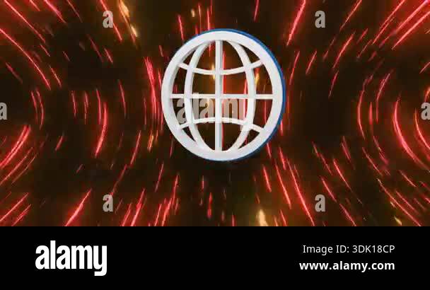 Red sparks appearing, grid sphere emerging rotating as red-orange ...