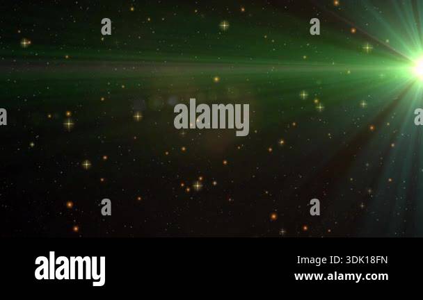 Scene starting sparking starfield pulsing twinkling near green beam ...