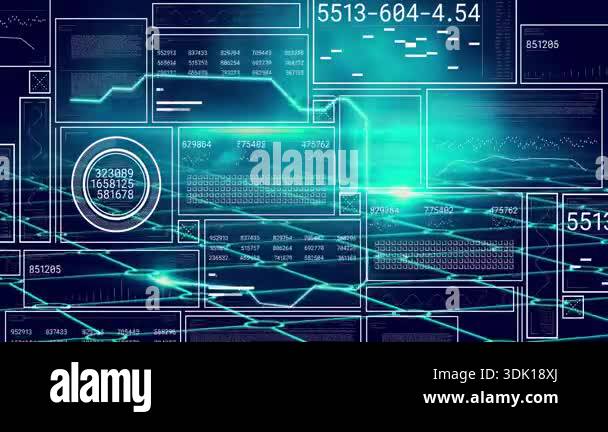 Light sweeping interface panels sliding numeric display changing text ...