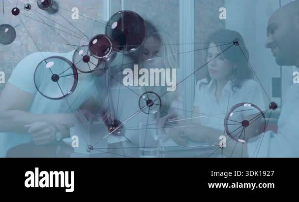 Network drifting revealing team collaborating on business pointing ...