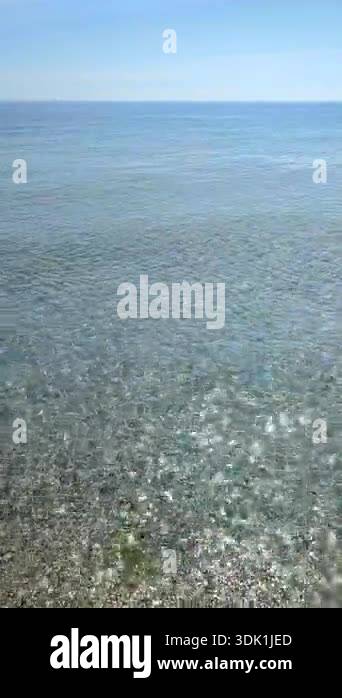 Seascape. Sea Smooth surface of blue sea and blue sky. Abstract view ...