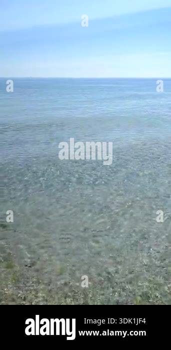 Seascape. Sea Smooth surface of blue sea and blue sky. Abstract view ...