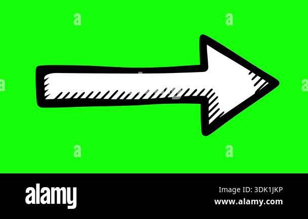 minimalist hand drawn arrow pointing right animation on green screen ...