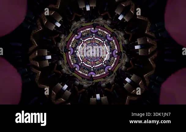 Abstract kaleidoscope mandala with circular symmetry and deep contrast ...