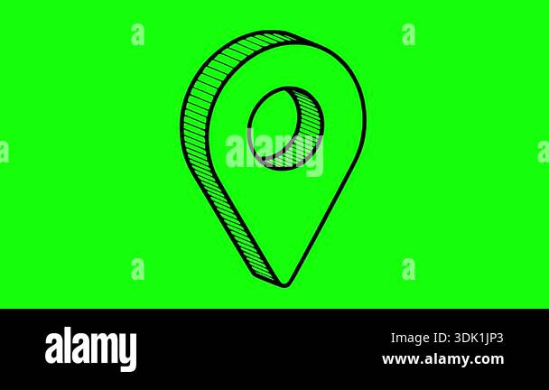 animated isometric gps location pin with black outlines and no fill or ...