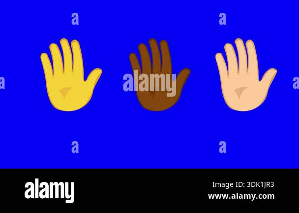 professional 2d animation of three hands with different skin tones ...