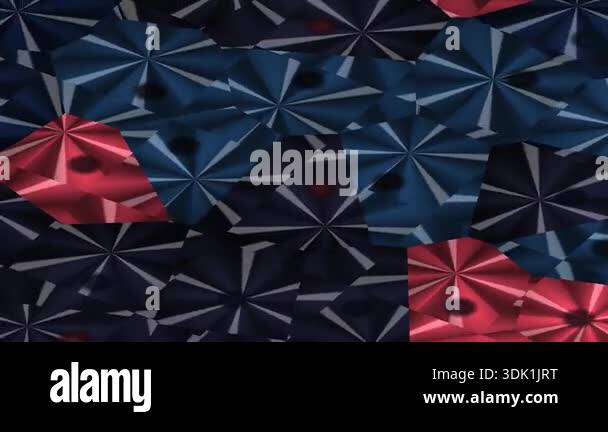 A close up sequence of overlapping blue and red umbrellas forming a ...