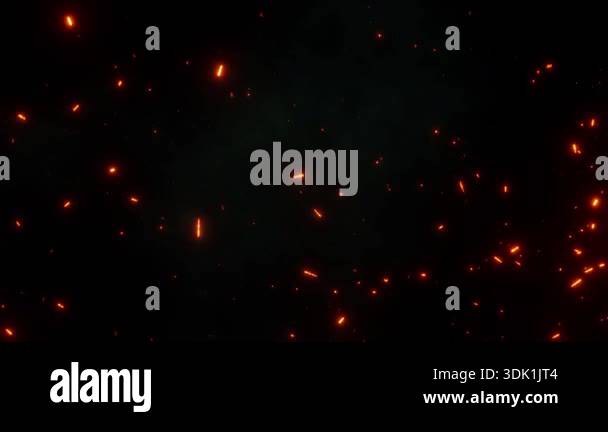 fire ember particles flying in dark background loop animated Stock ...