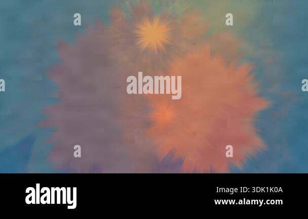 Soft blurred abstract smoke shapes in orange and yellow on blue ...