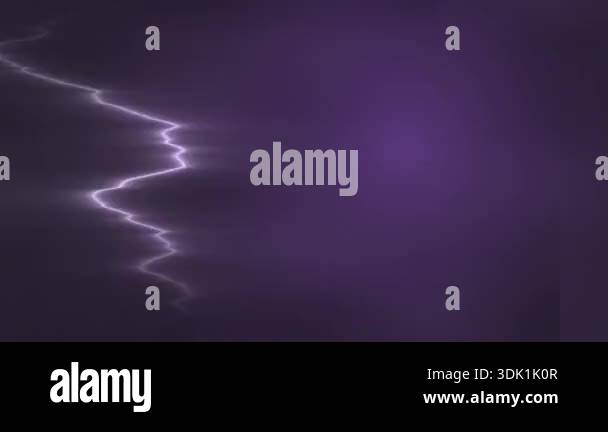 Dramatic sequence of purple lightning bolts streaking through a dark ...