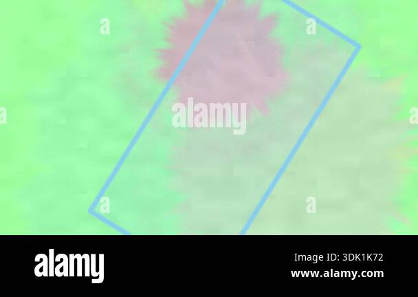 An abstract sequence of a blue outlined rectangle moving over a bright ...