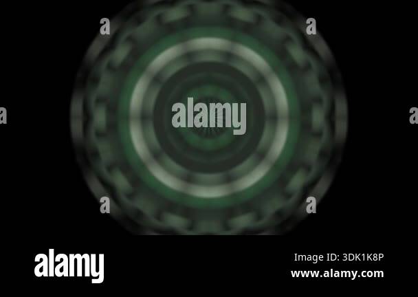 A sequence of green kaleidoscopic circular patterns rotating softly ...