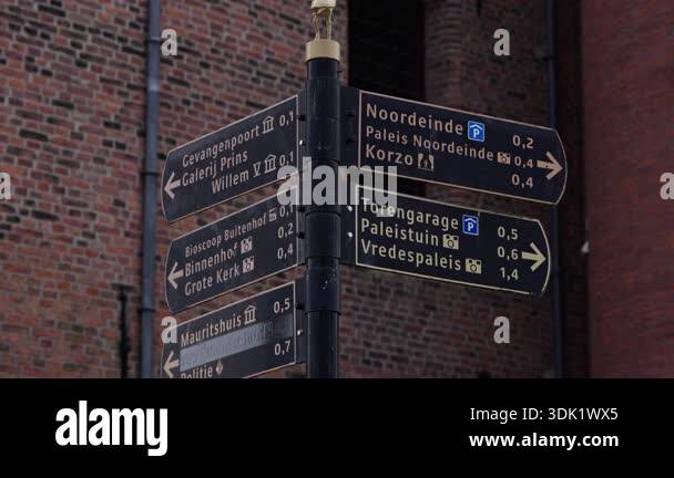 THE HAGUE, NETHERLANDS - SEPTEMBER 14, 2025 - Directional signs in The ...