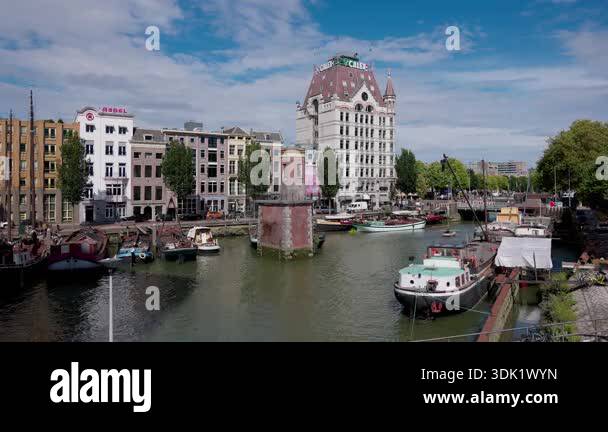 ROTTERDAM, NETHERLANDS - SEPTEMBER 13, 2025 - Boats docked along the ...