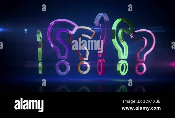 Question mark and quiz glass symbol loop. Abstract 3d transparent ...