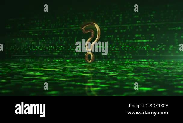 Question mark and quiz shine symbol. Abstract 3d golden metal glowing ...