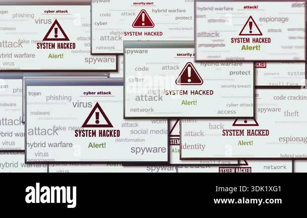 System hacked security breach symbol technology loop concept. Abstract ...