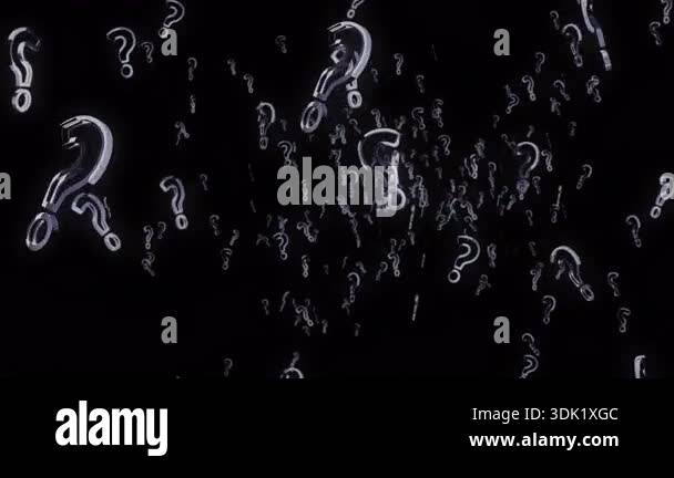 Question mark and quiz symbol rain fall loop. Abstract 3d golden metal ...
