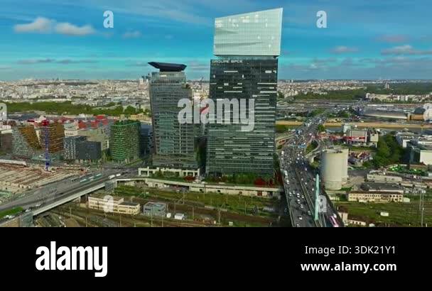 Business district buildings Paris, France. Aerial view of the office ...