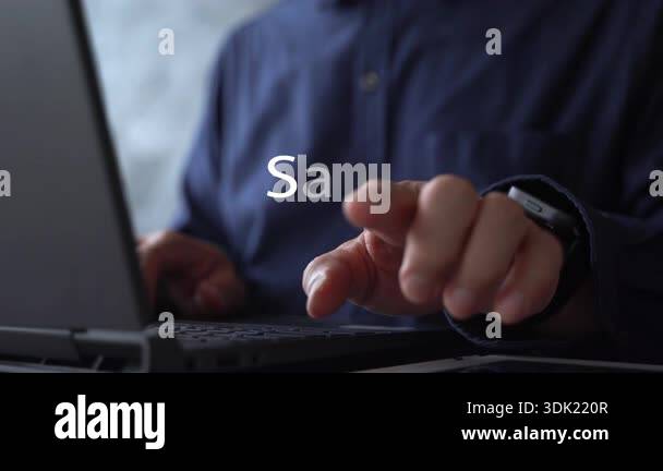 Business professional using laptop with SaaS software as a service ...